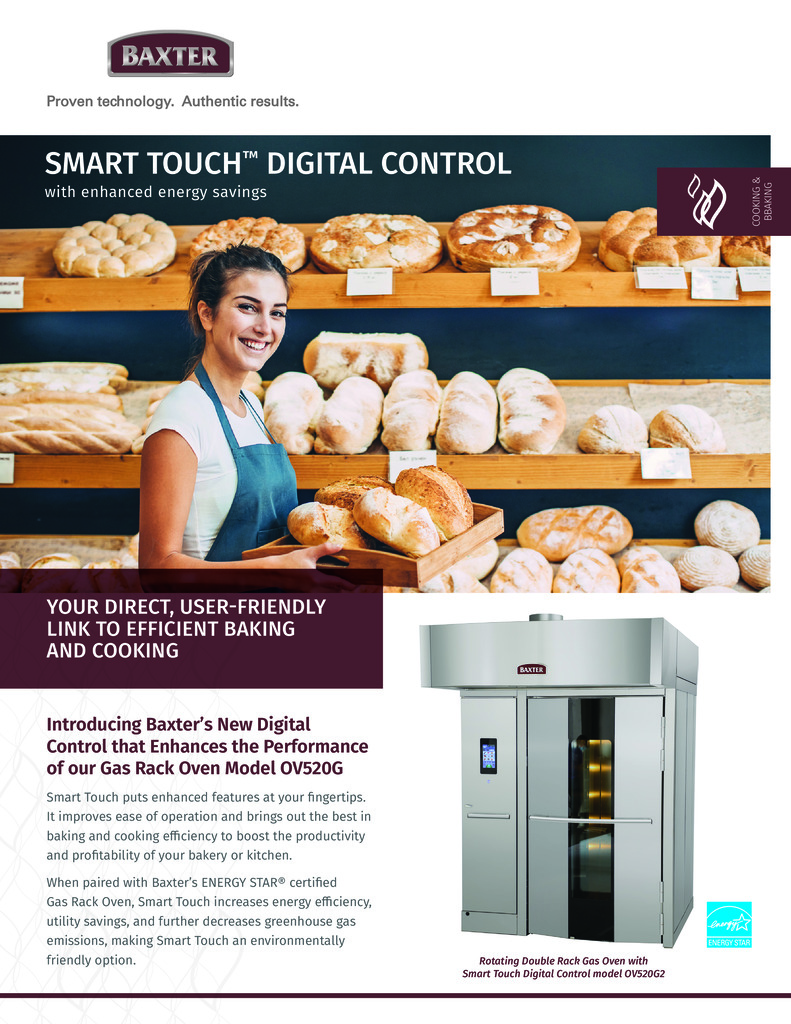 Baxter Rack Oven Smart Touch Controls | HRI, Inc.